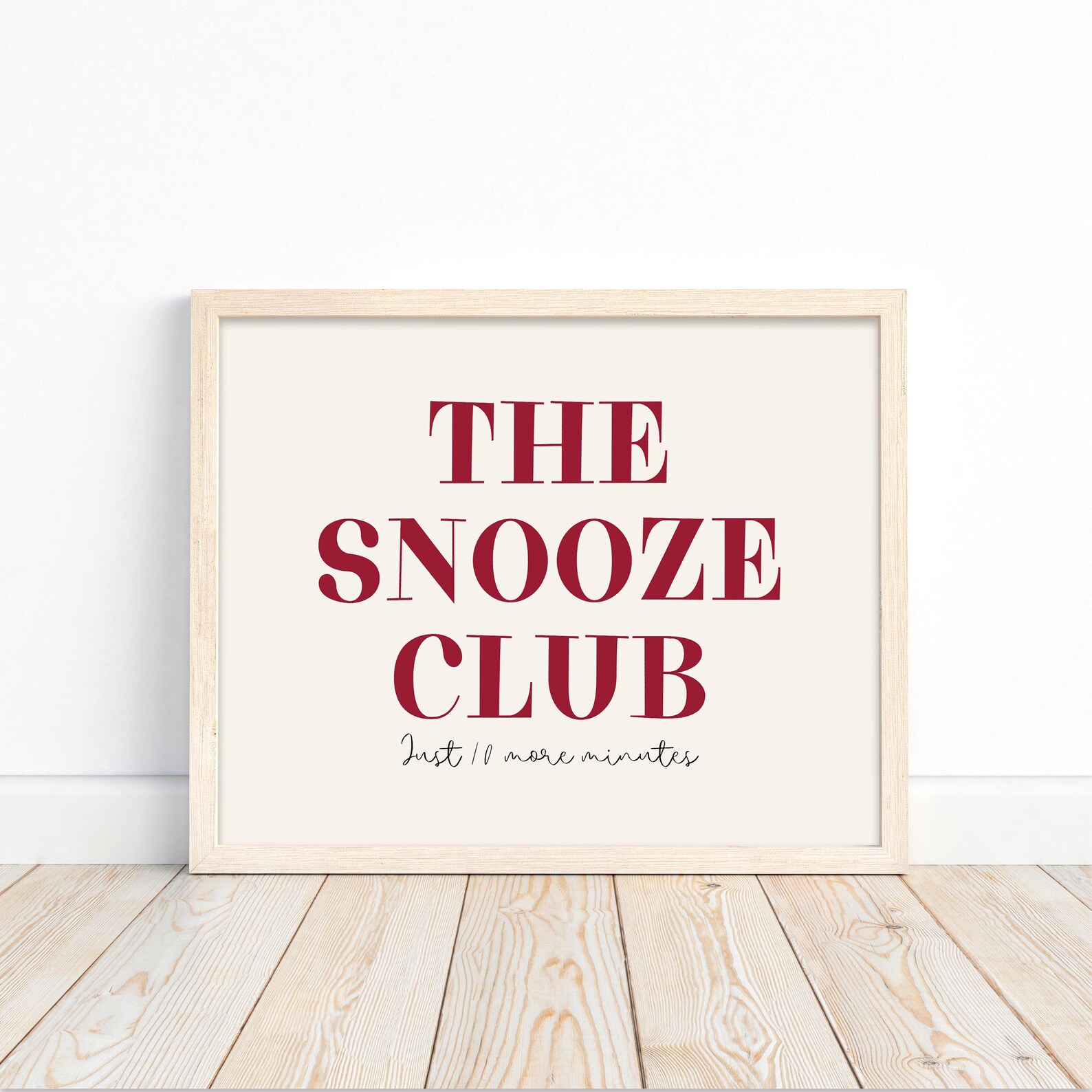 The Snooze Club Trendy Wandkunst Burgund druckbare horizontale ...