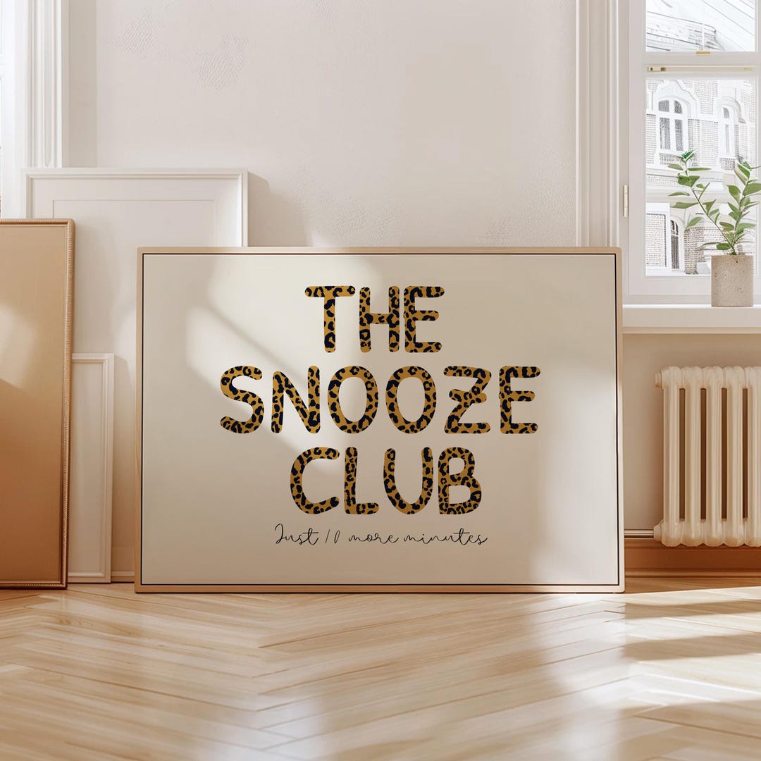The Snooze Club Horizontal Print Trendy Wall Art Leopard Print Bedroom ...