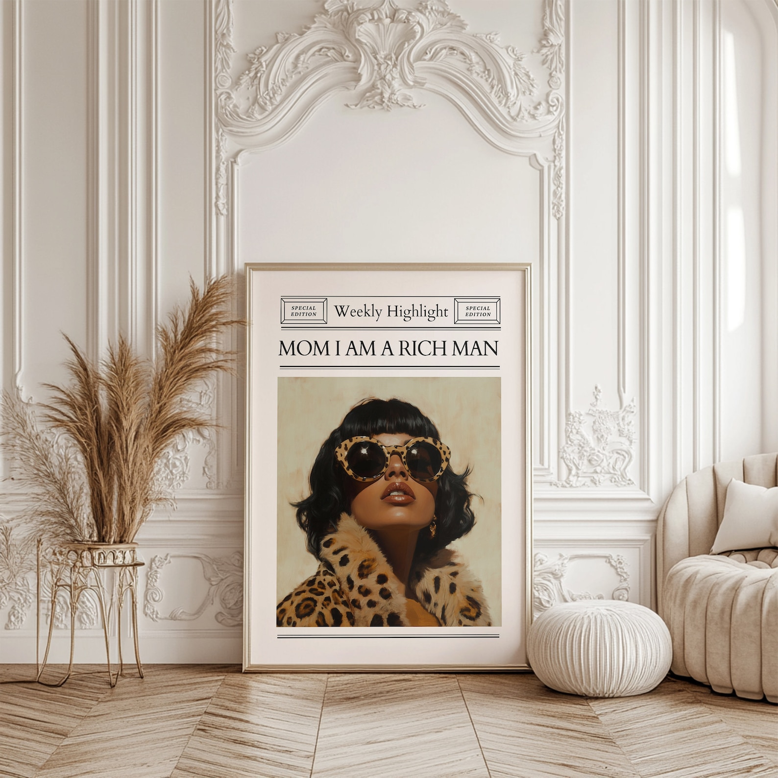 Trendy Leopard Mom I Am A Rich Man Newspaper Headline Poster Retro It ...