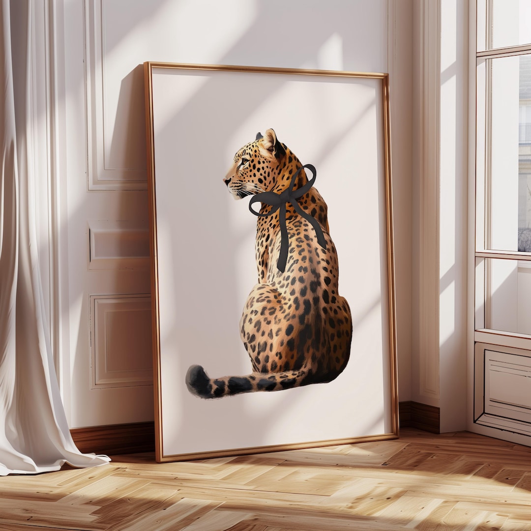 Cheetah With Black Bow Wall Art Coquette Wall Art Print Girly Room ...