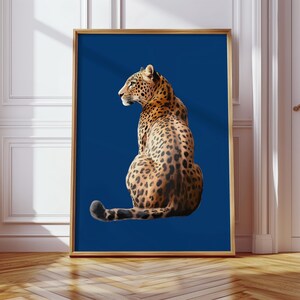 Navy Blue Set of 3 Leopard Wall Art Cheetah Animal Print 8 Ball Lucky ...