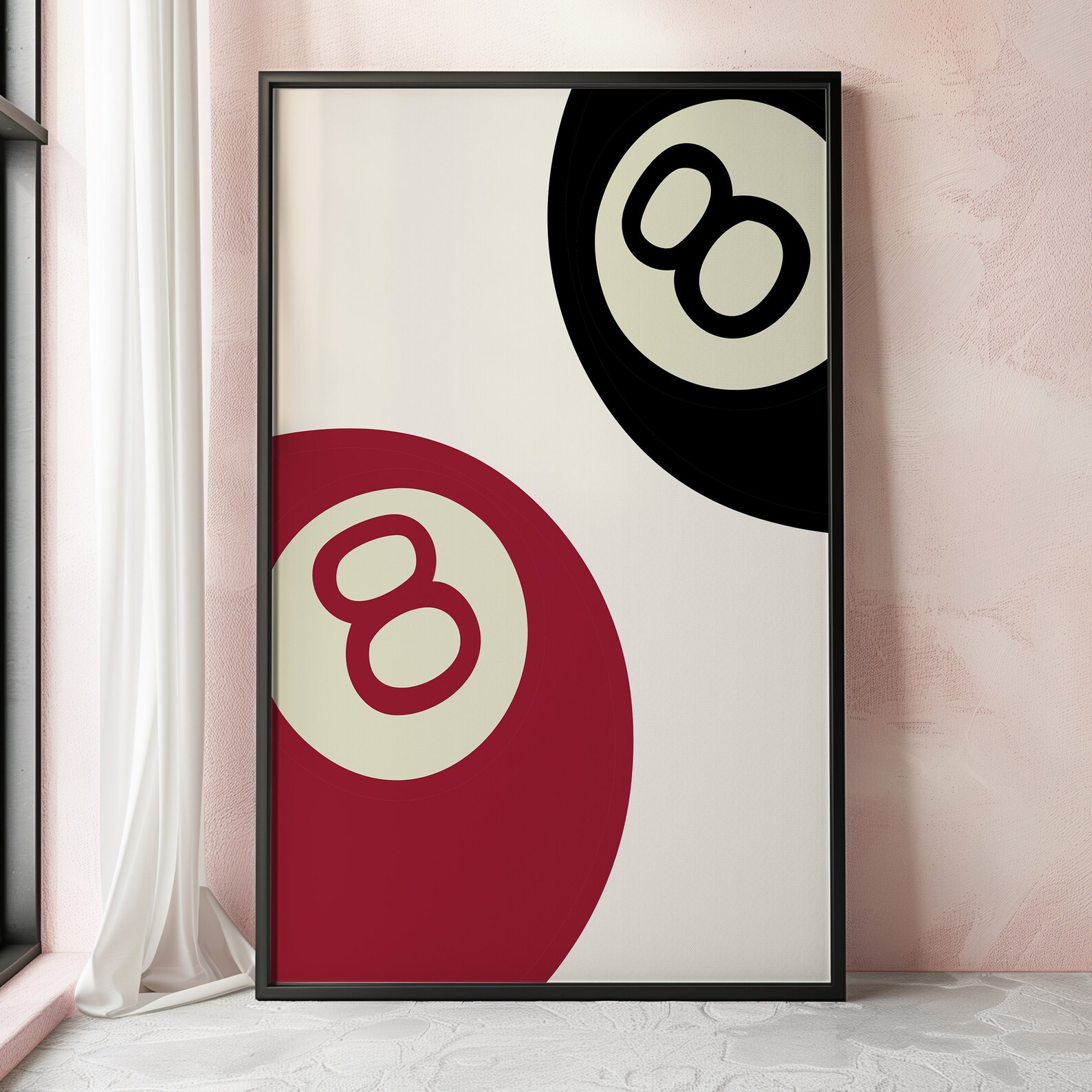 Trendy Lucky 8 Ball Poster Vintage Pool 8 Ball Print Retro Hand Drawn ...