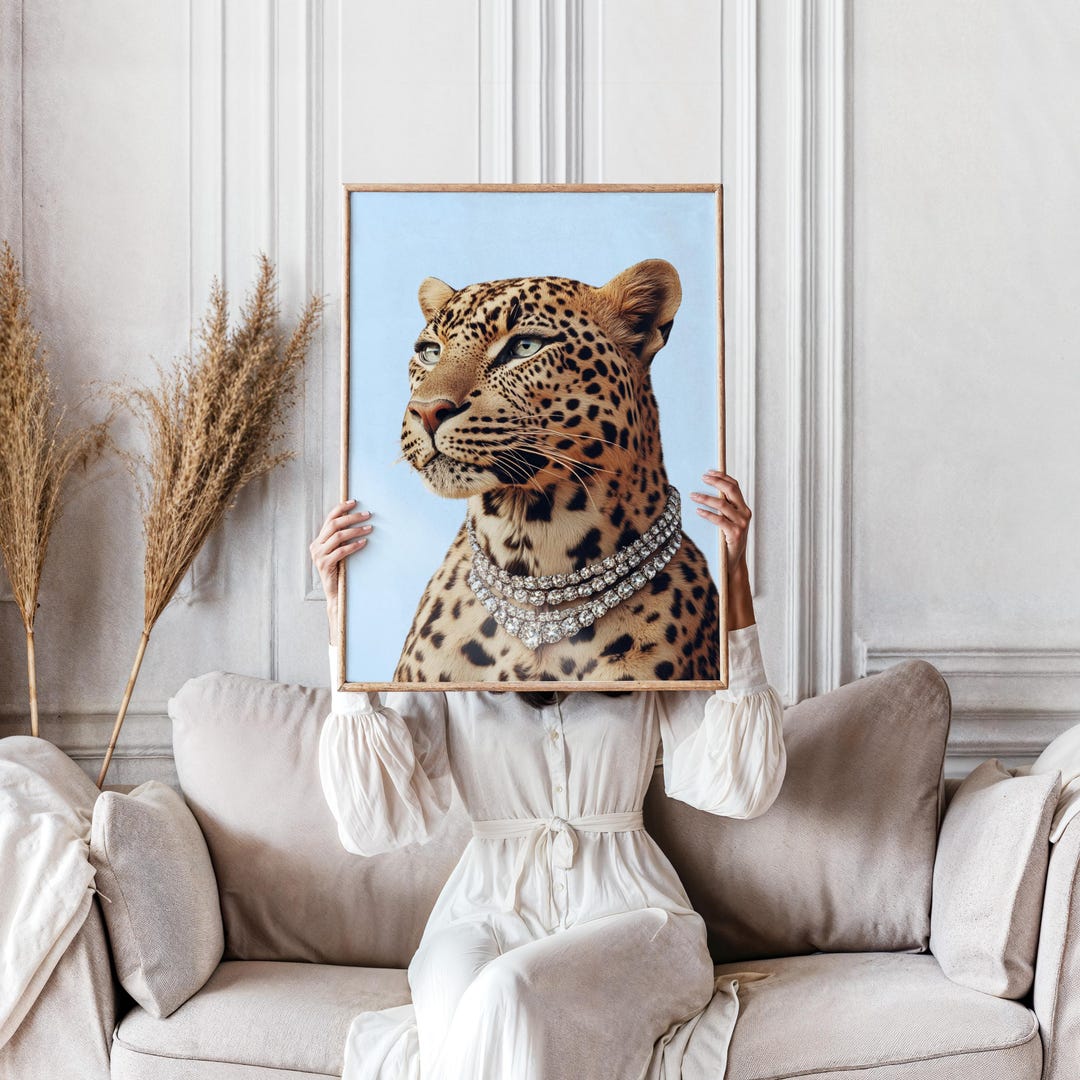 Trendy Chic Leopard Print Wall Art Cheetah Diamonds Print Home Decor ...