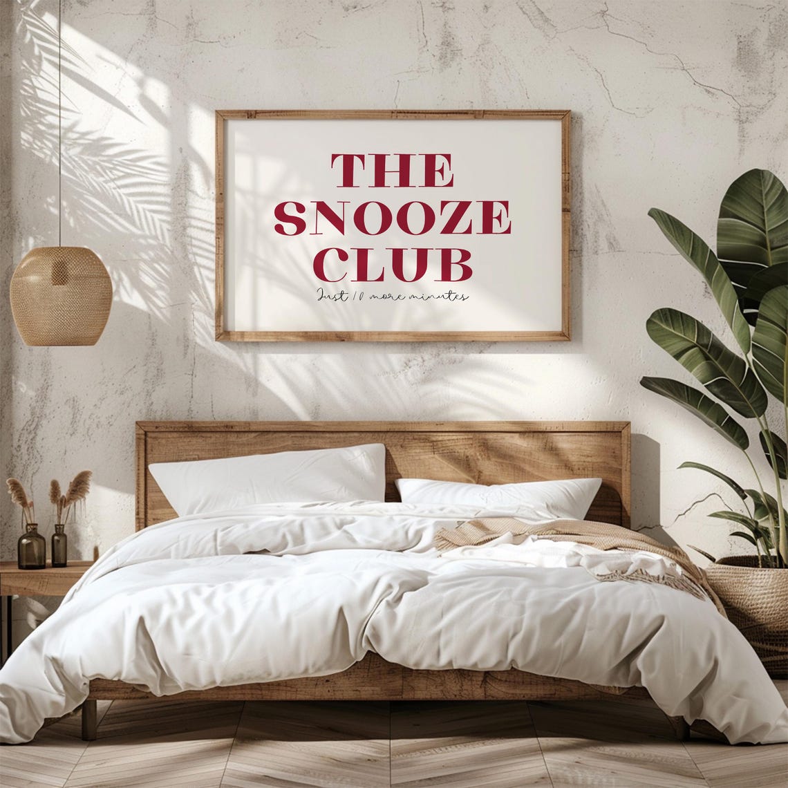 The Snooze Club Trendy Wandkunst Burgund druckbare horizontale ...