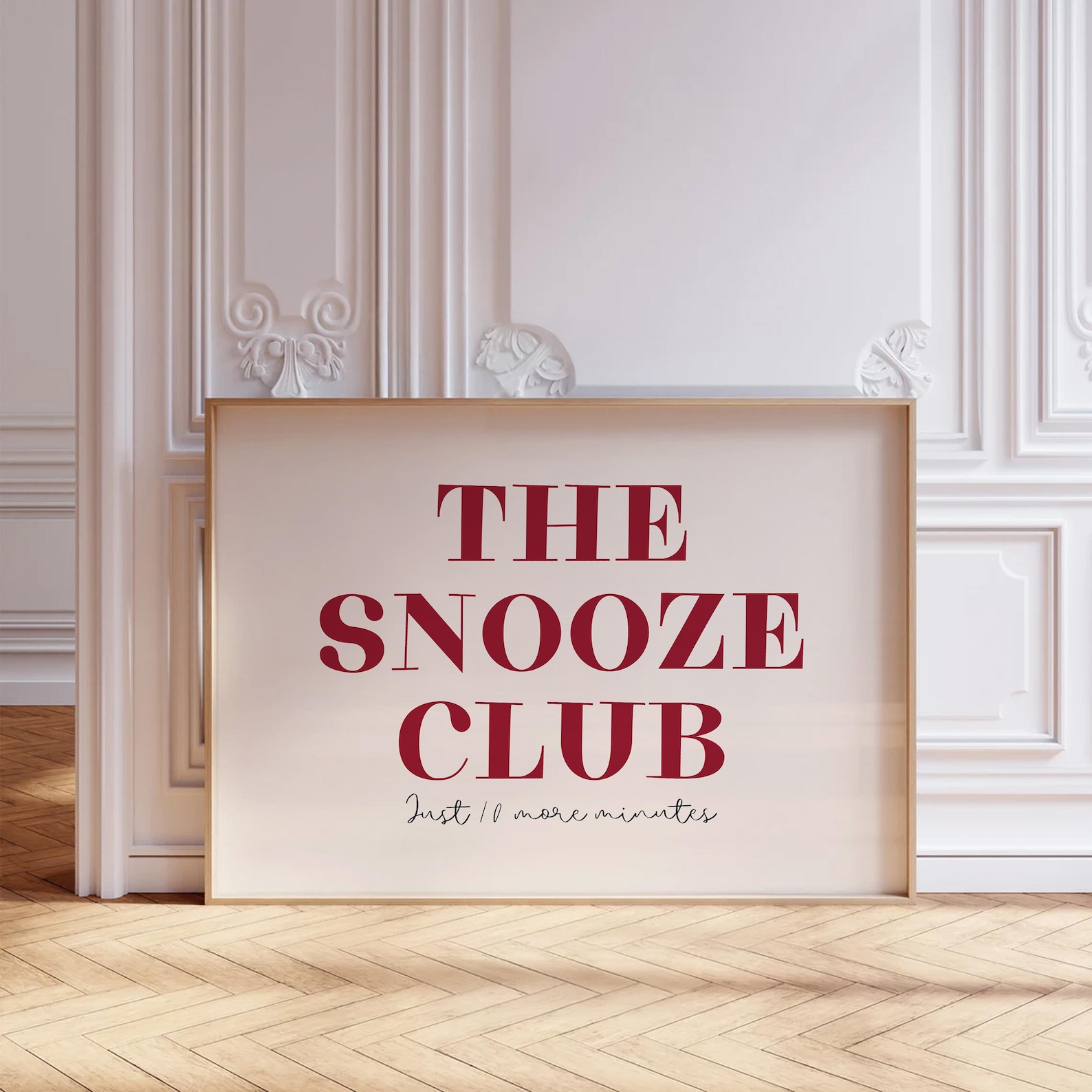 The Snooze Club Trendy Wandkunst Burgund druckbare horizontale ...