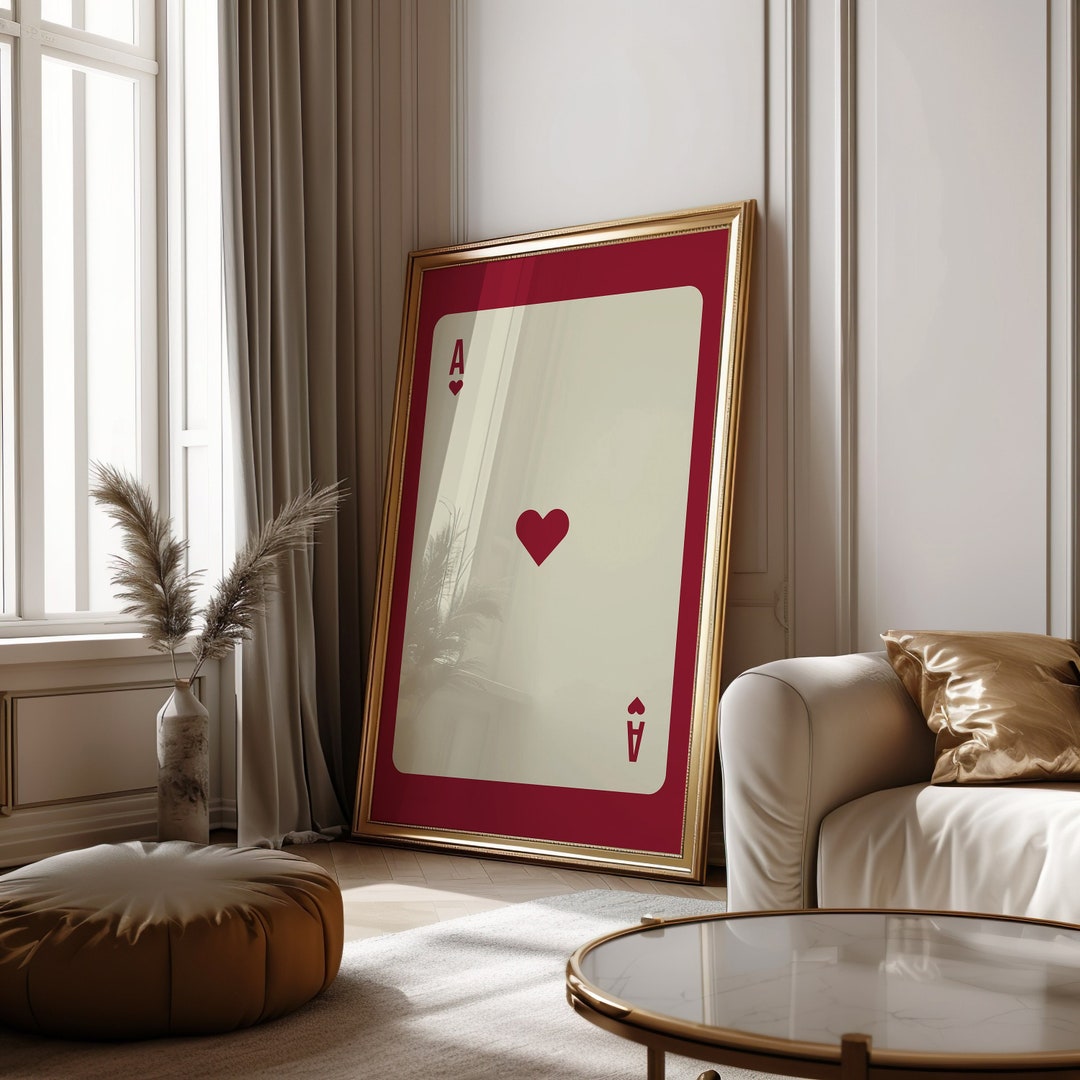 Ace of Spades Print Playing Card Wall Ar Trendy Aesthetic Preppy Room ...