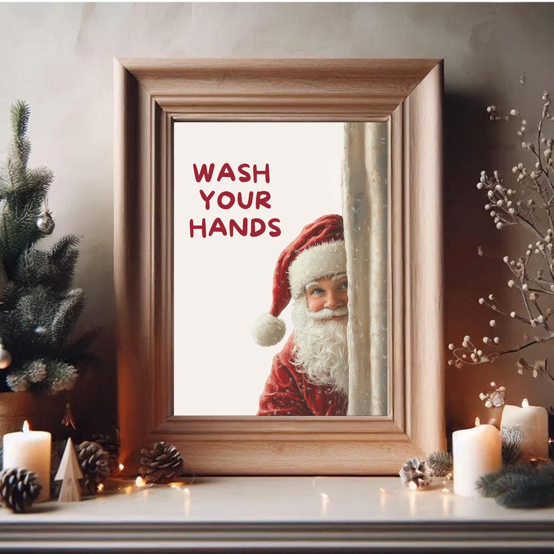 Funny Christmas Bathroom Wall Art Christmas Bathroom Prints Wash Your ...