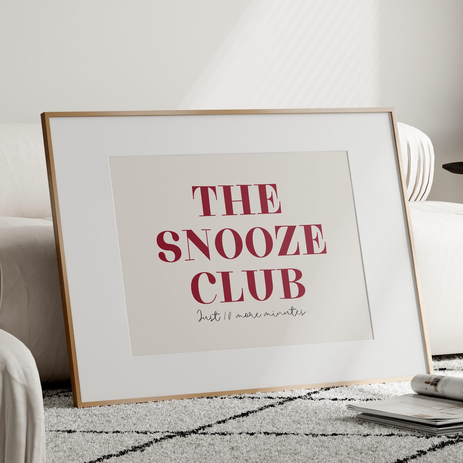 The Snooze Club Trendy Wandkunst Burgund druckbare horizontale ...
