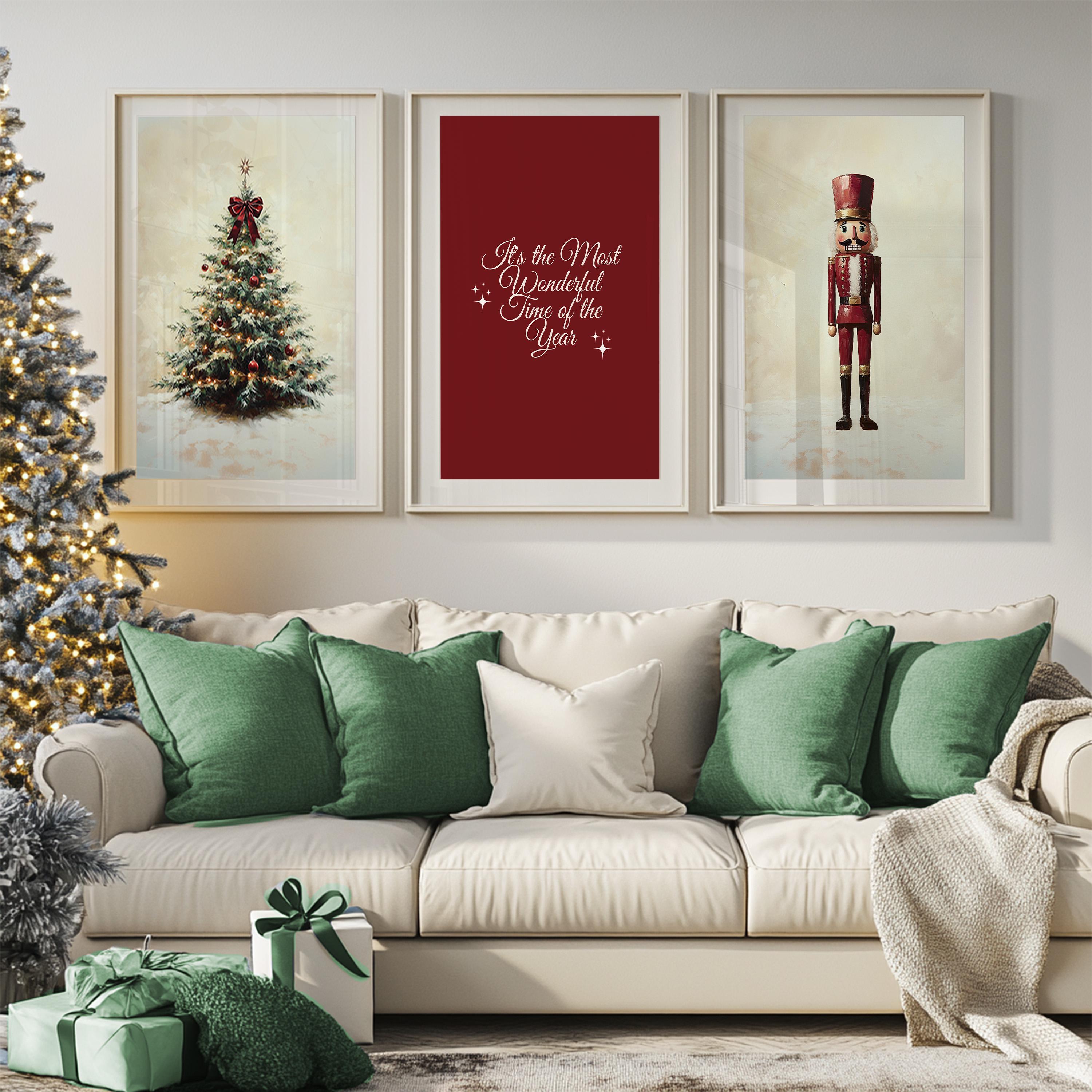 Christmas Print Set of 3 Wall Art Christmas Nutcracker Print Xmas Tree ...