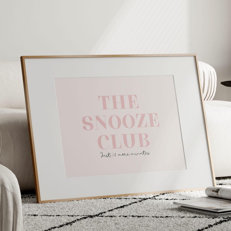 Blush Pink the Snooze Club Poster: Trendy Bedroom Wall Art (digital ...