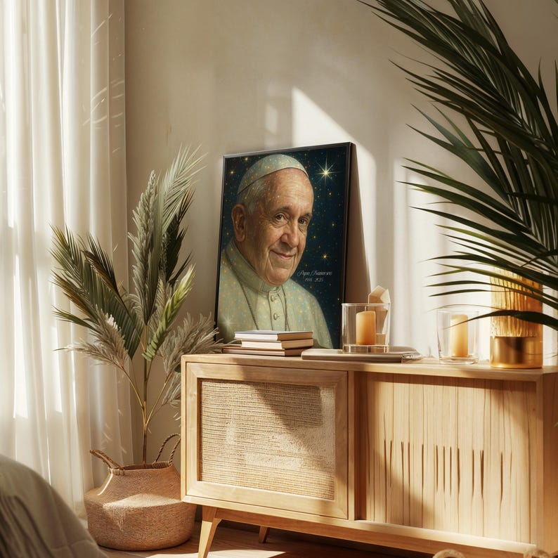 Papa Francisco Memorial Portrait Print Pope Francis Catholic Wall Art ...