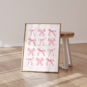 Coquette Room Decor Pink Bows Girly Poster Aesthetic Neutral Wall Art ...
