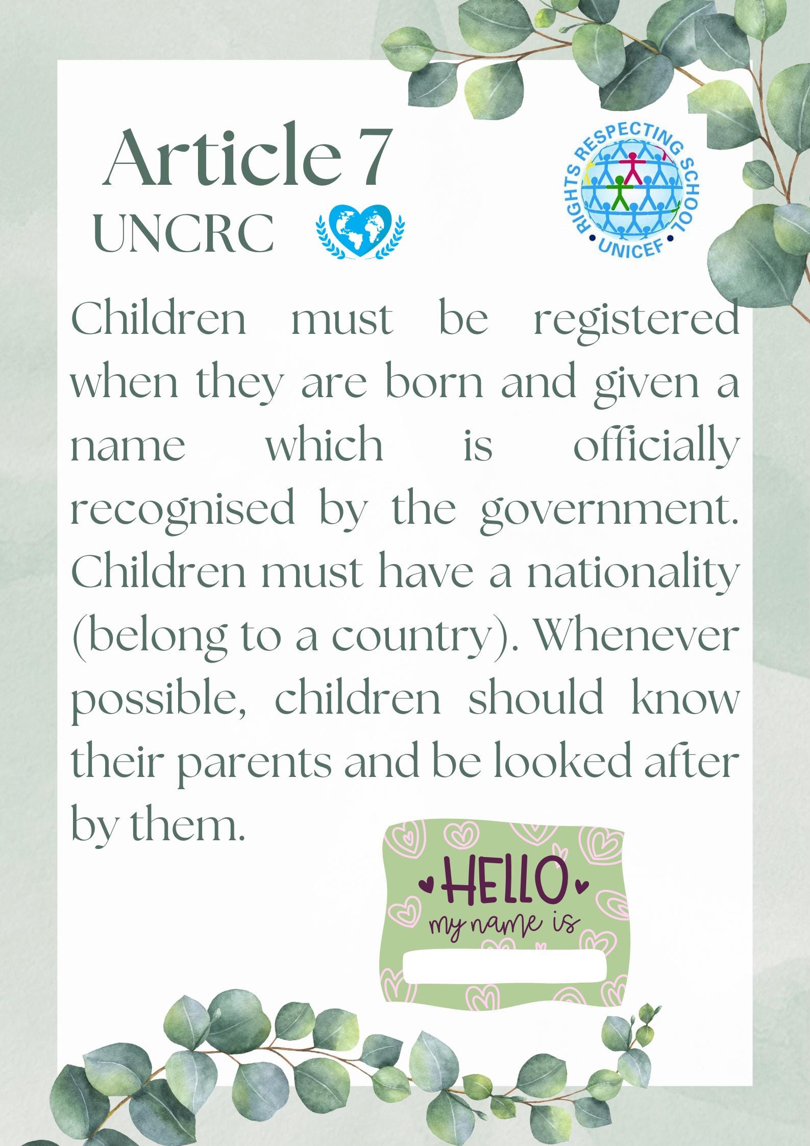 Article 12 RRS Rights Respecting School Class Charter Poster Uncrc ...