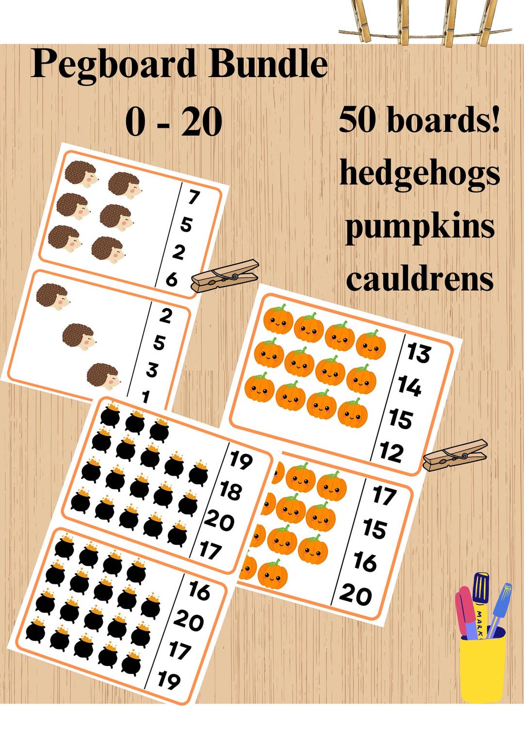 Pegboard Bundle! 50 Boards 0-20 Seasonal Numeracy Counting Numbers ...