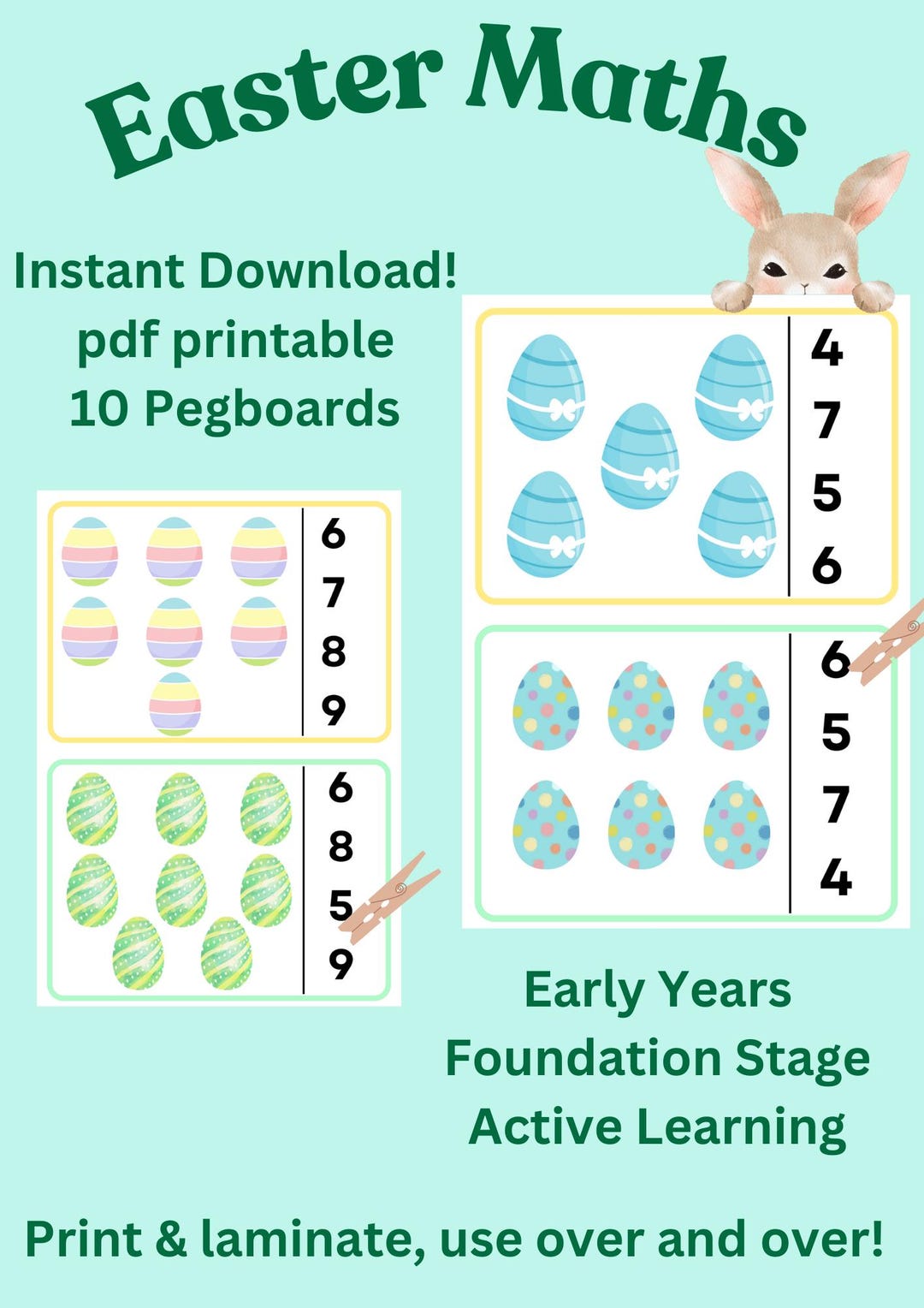 Easter Maths Pegboards Spring Active Learning Easter Egg Learning Early ...