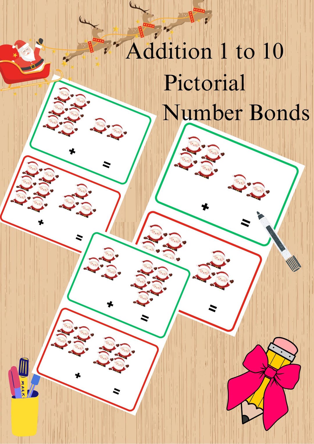 Number to 10 Pictorial Addition Christmas Maths Seasonal Santa Adding ...