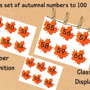 1-100 Number Display Autumn Leaves Counting Addition Subtraction Maths ...