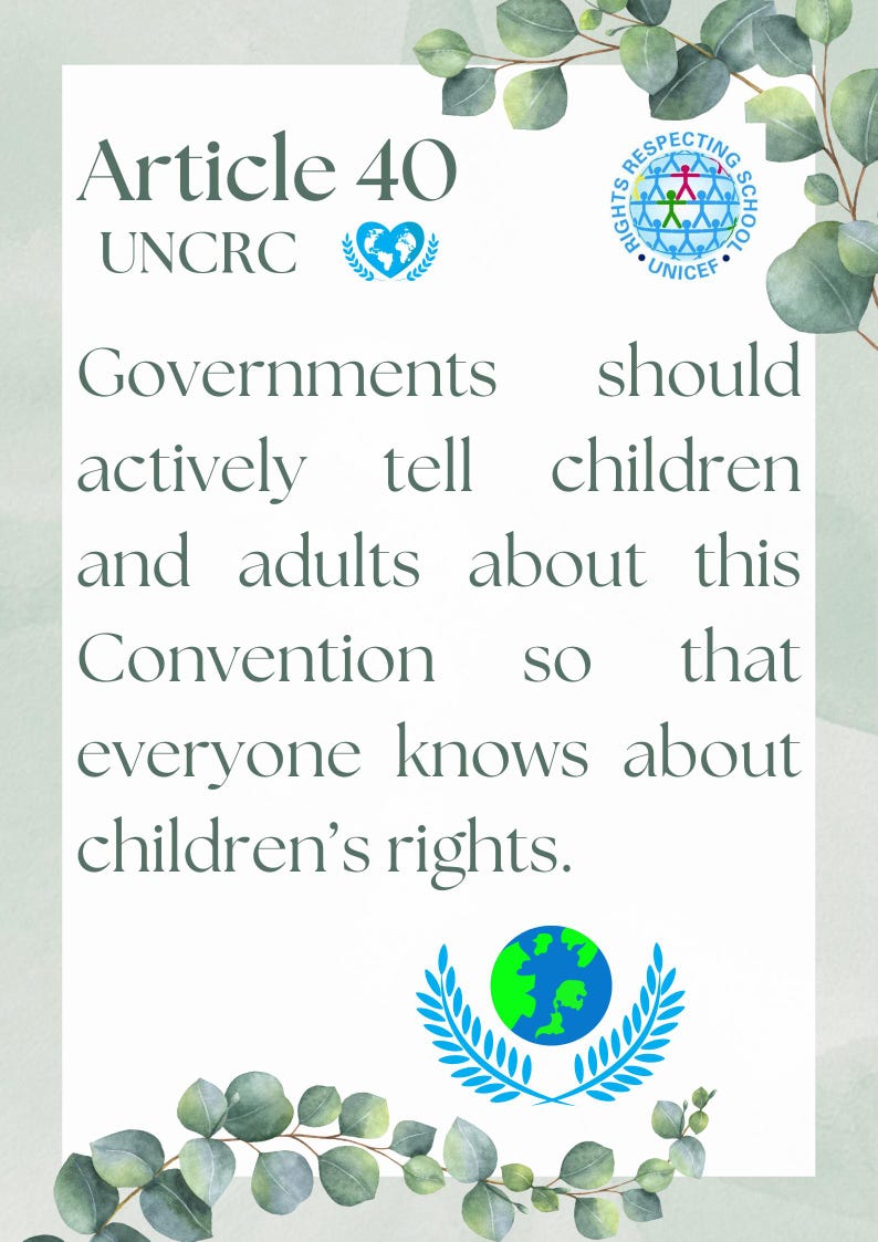 Article 31 RRS Rights Respecting School UNCRC Class Charter Unicef ...