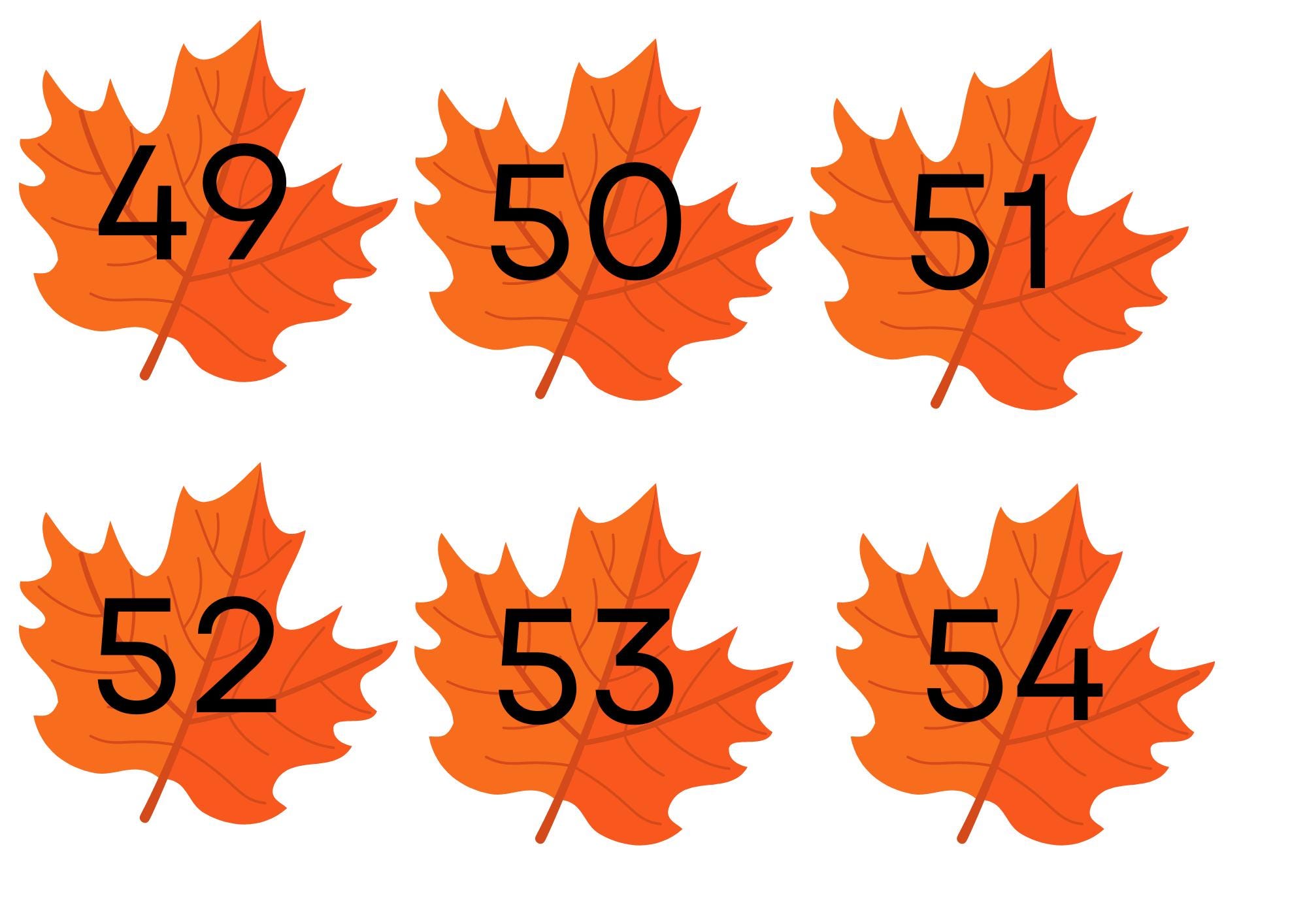 1-100 Number Display Autumn Leaves Counting Addition Subtraction Maths ...