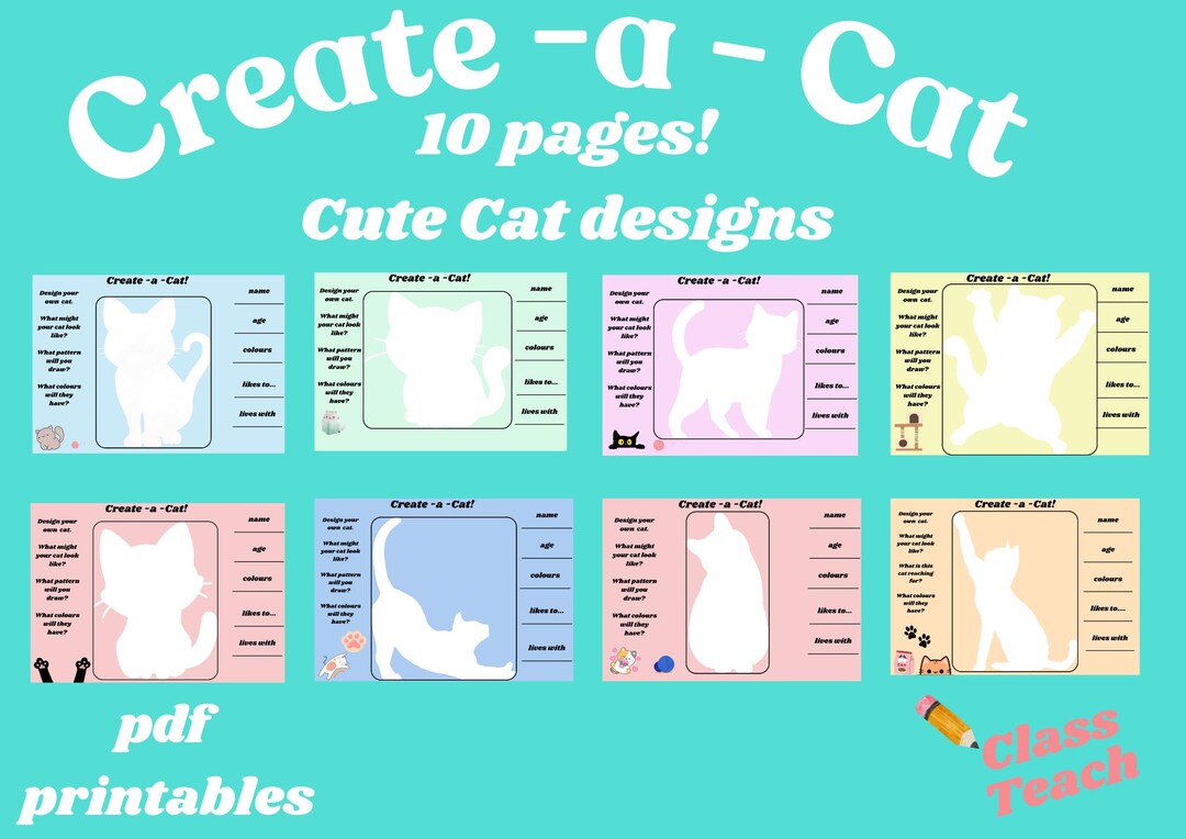 Cute Cat Designs Colouring Create-a-cat Fun Colouring Pages Cat ...