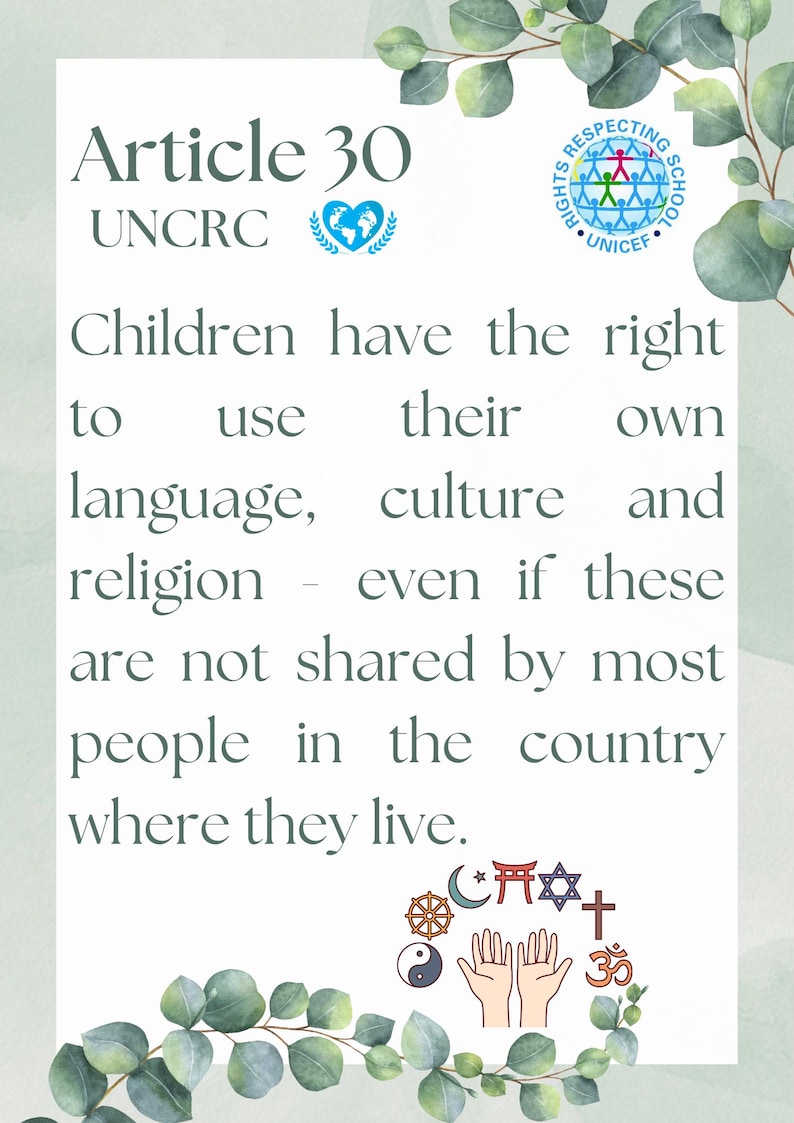 Article 12 RRS Rights Respecting School Class Charter Poster Uncrc ...