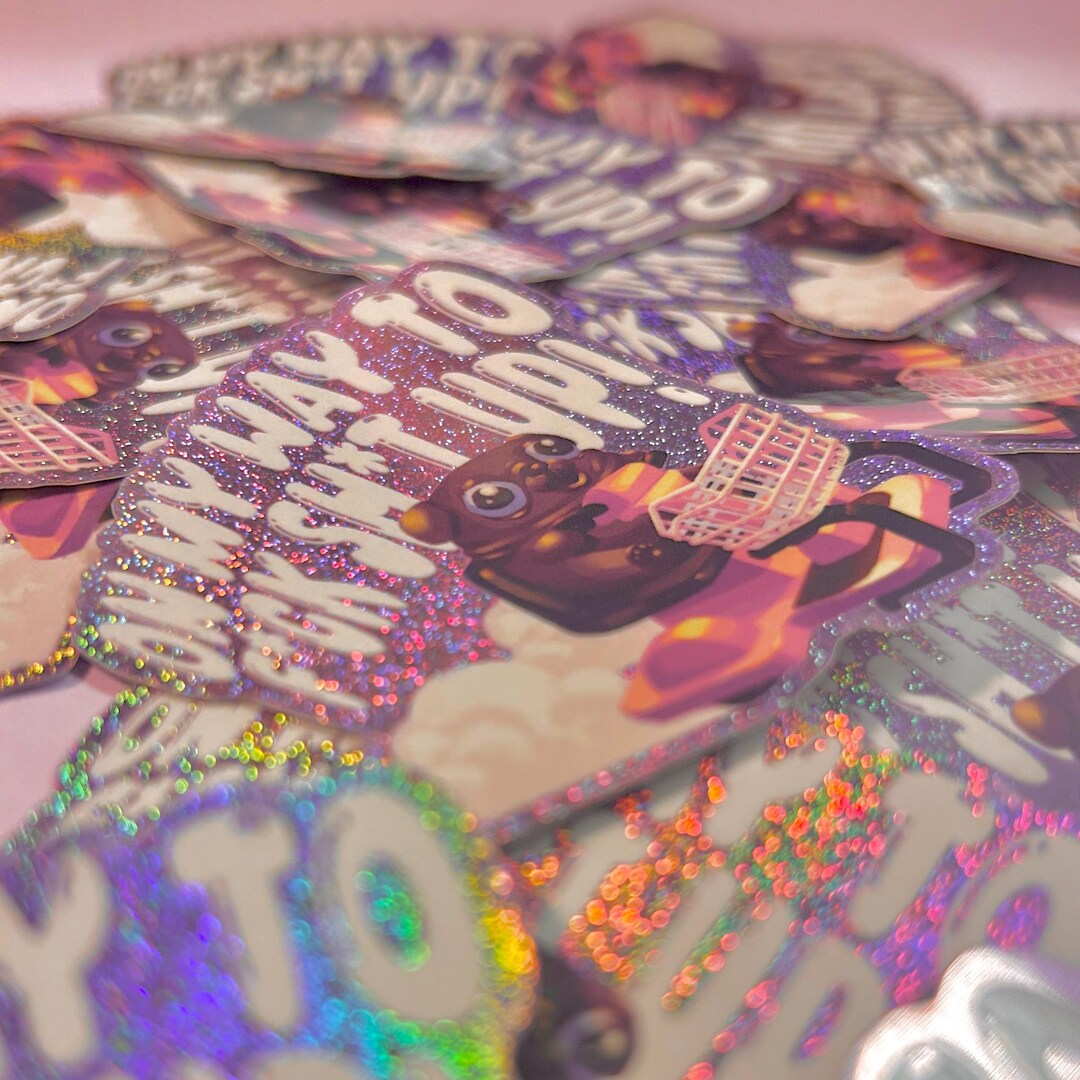 OMW Grocery Pooter Holographic Sticker | Holographic Glitter Die Cut ...