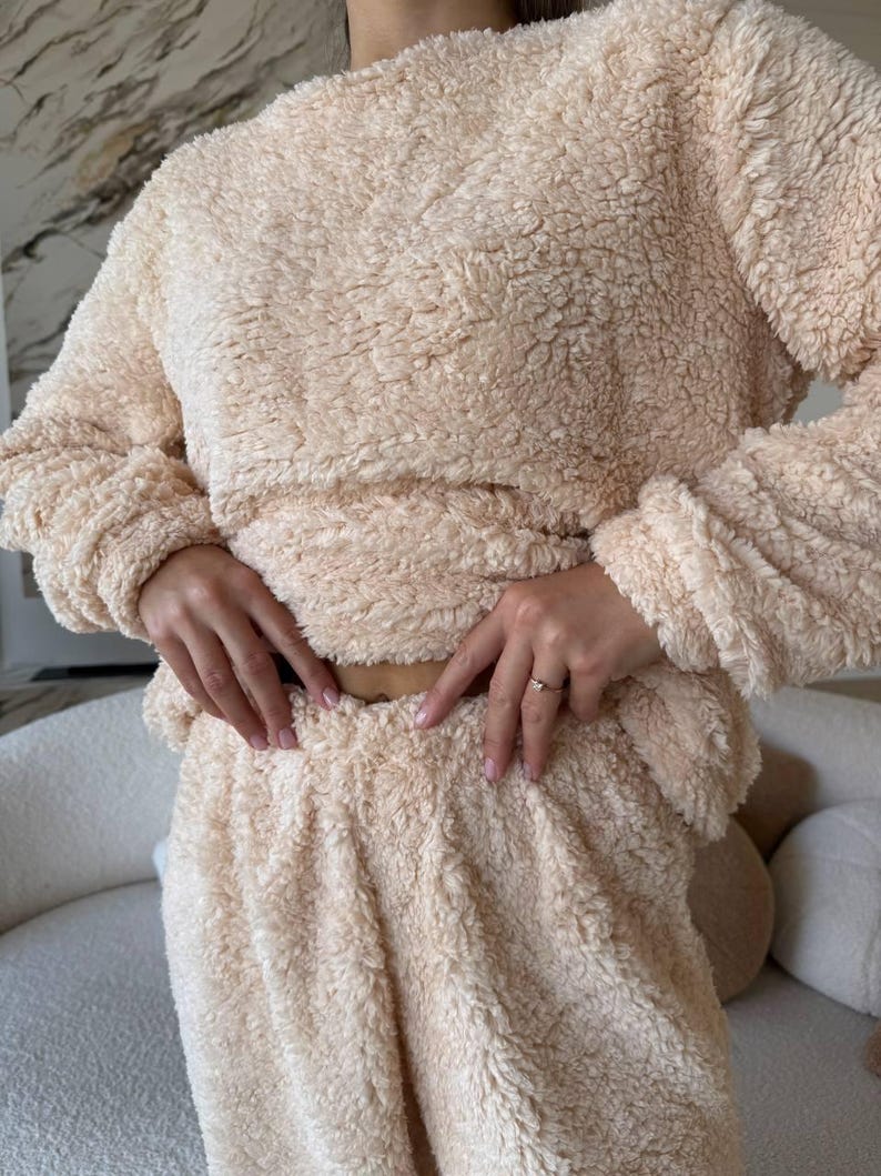 Cozy Teddy Fleece Pajamas for Women – Soft Plush Loungewear Set | Warm ...