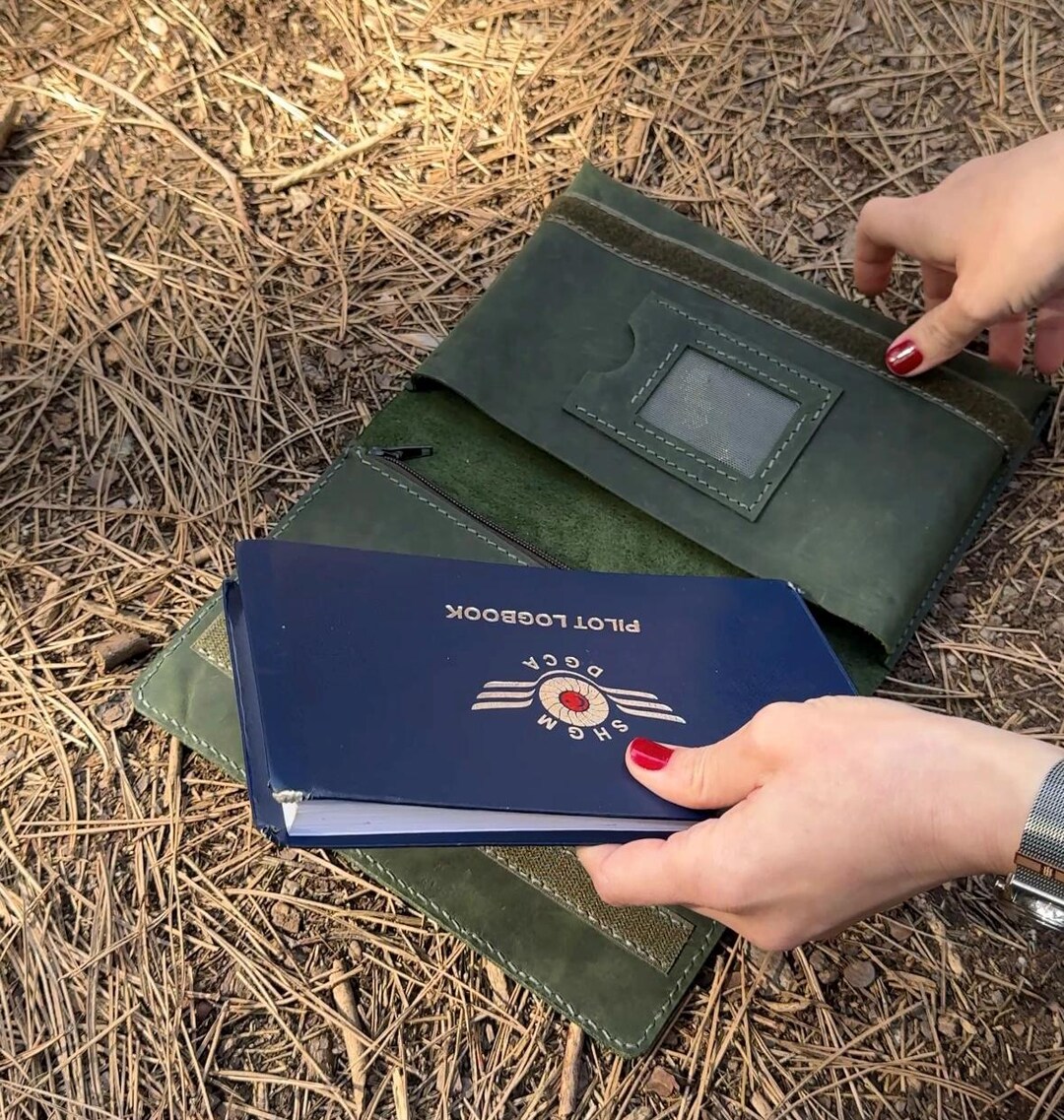 Green Leather Pilot Logbook Case: Aviation Book Cover - Etsy