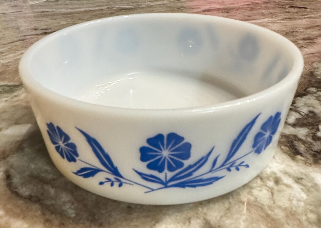 Vintage Hazel Atlas Milkglass Candy Dish: Cornflower Floral MCM Decor ...