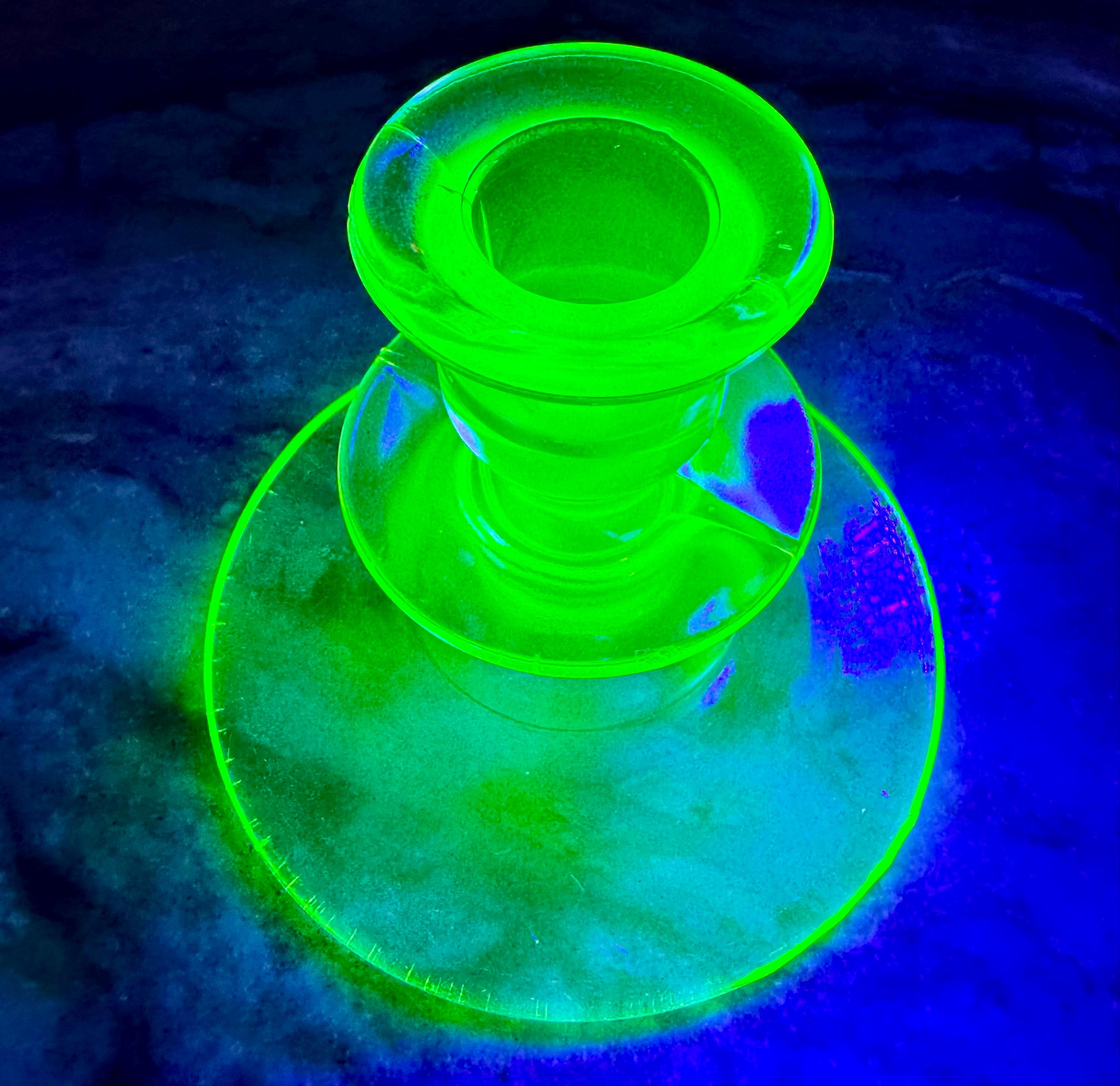 Vintage Uranium Candlestick Holder, Uranium Glass Collector, 1 Stick or ...