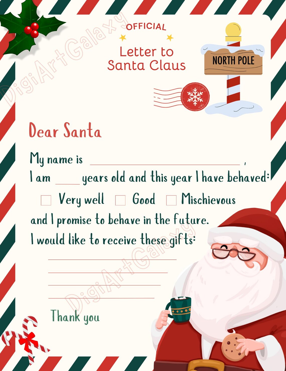 Letter to Santa, Kids Letter to Santa, Printable Letter to Santa, Kids ...