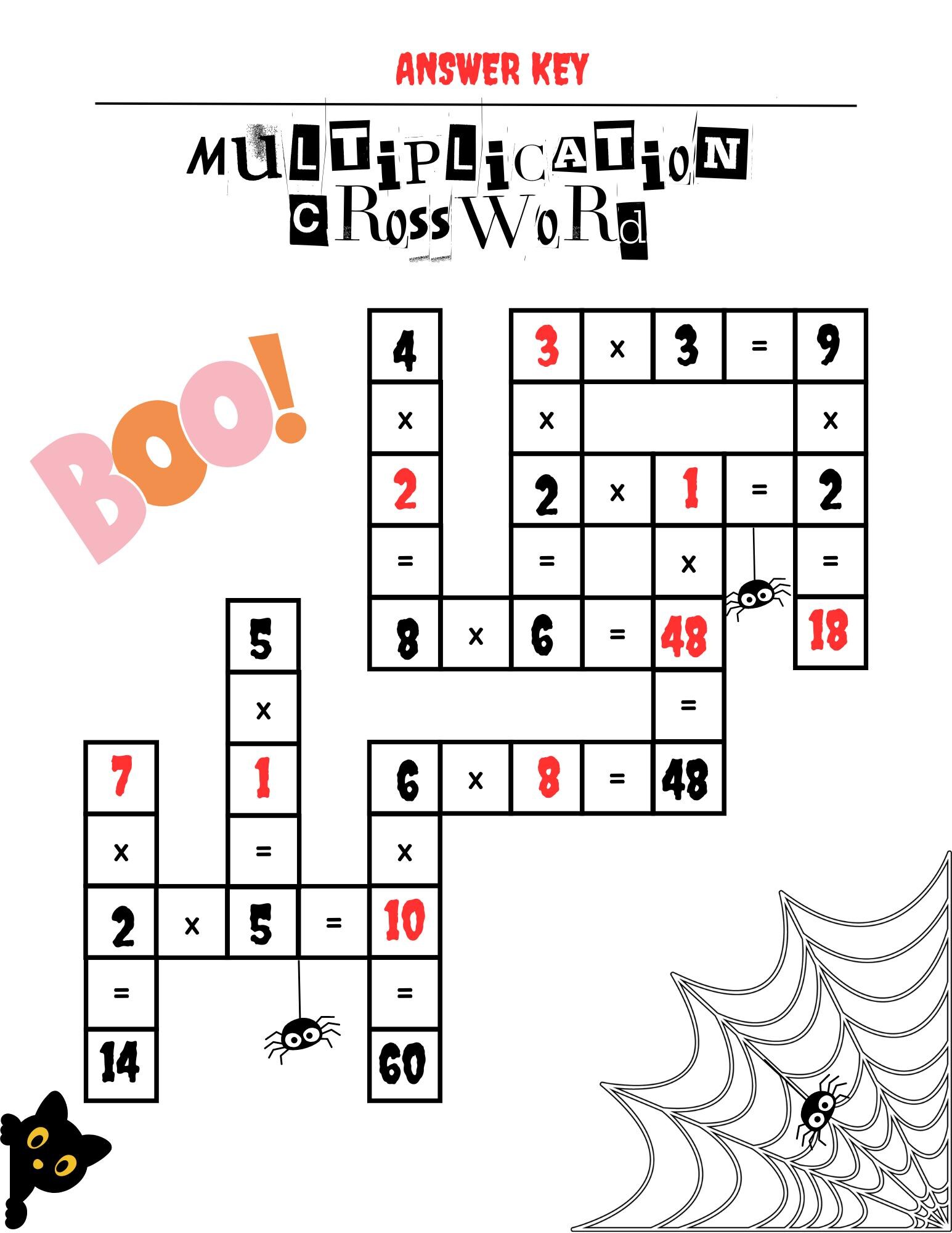 Multiplication Crossword Puzzle - Etsy