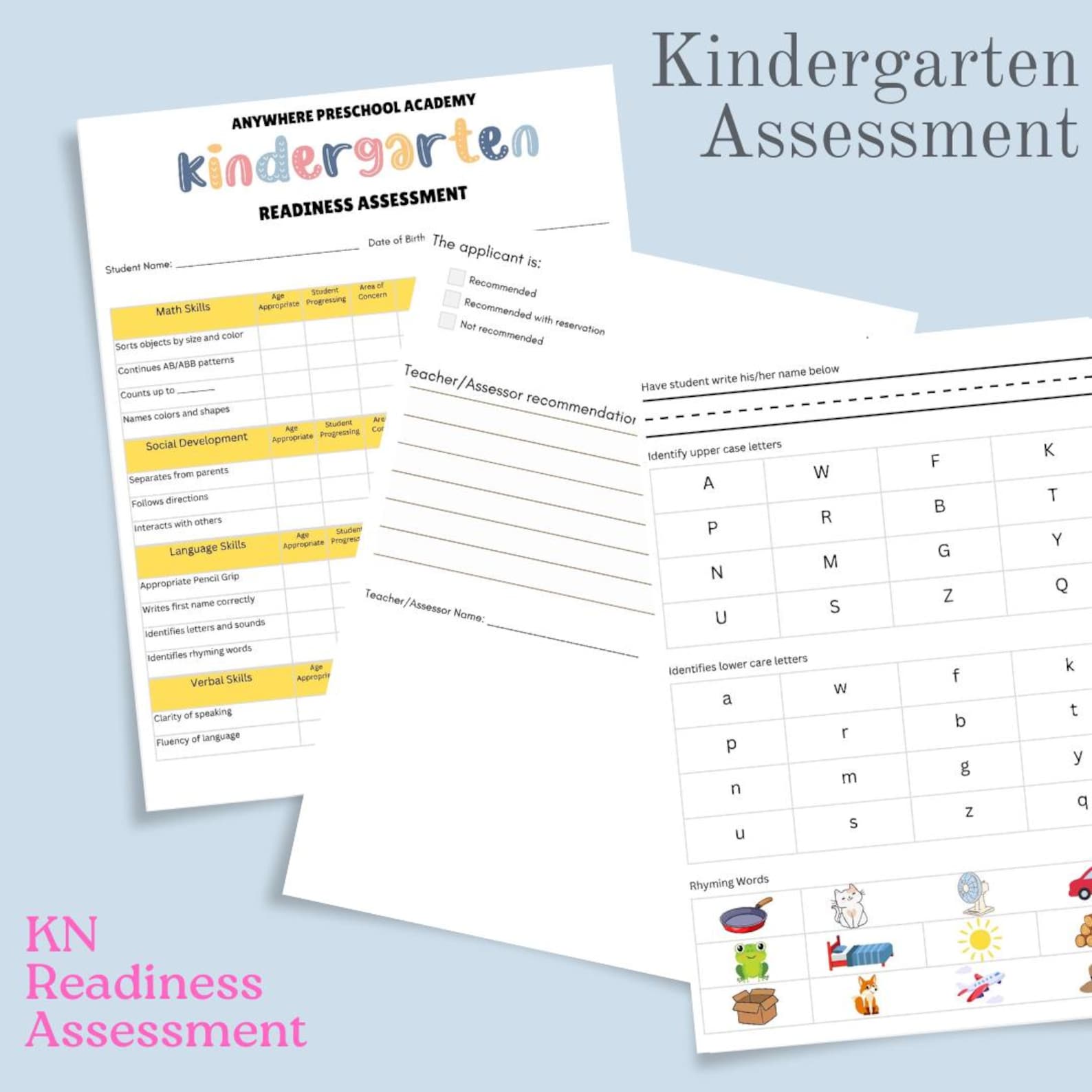 Kindergarten Readiness Assessment - Etsy