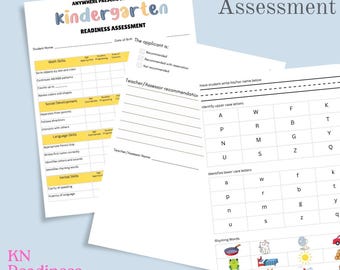 Kindergarten Readiness Assessment Packet-easy TO USE - Etsy