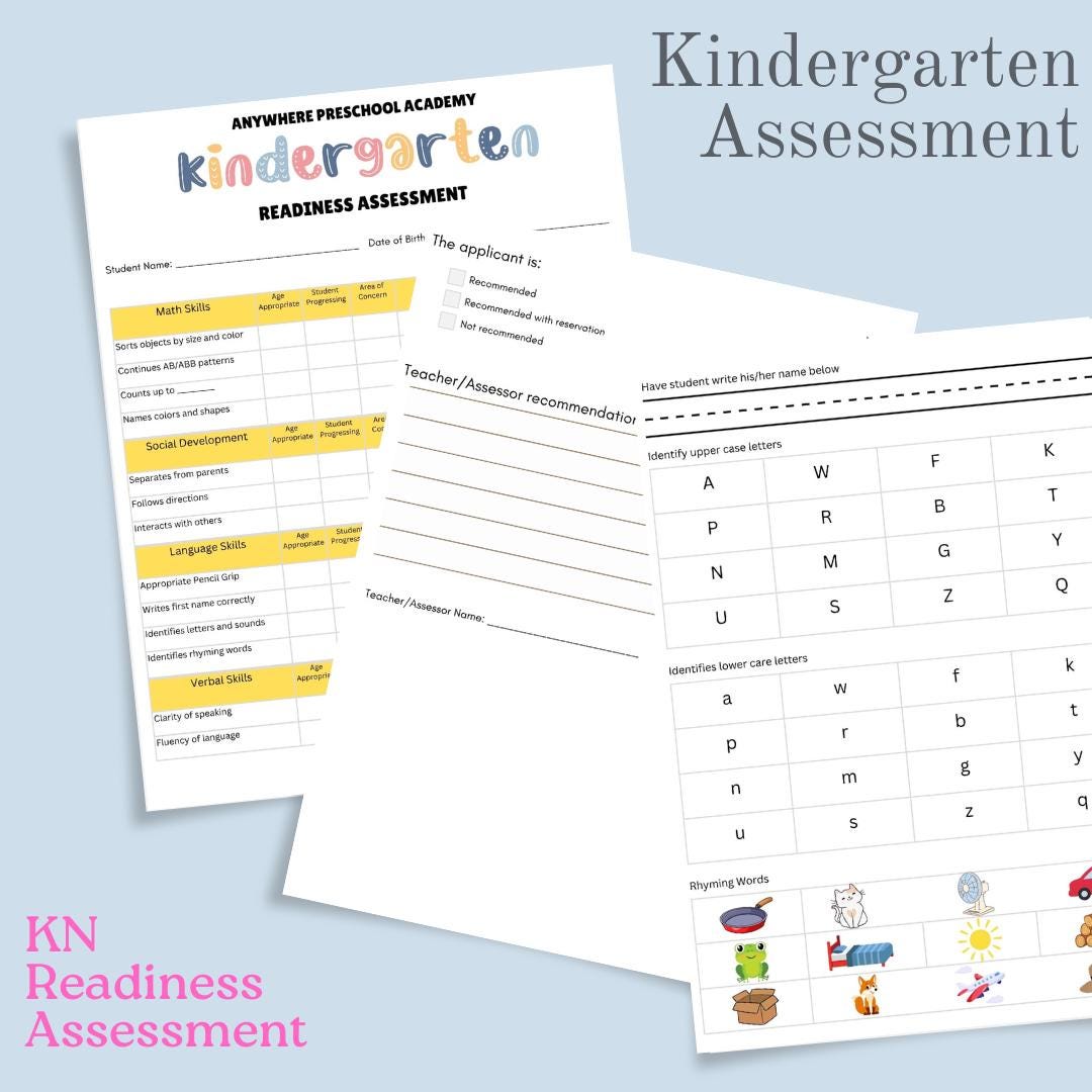Kindergarten Readiness Assessment - Etsy