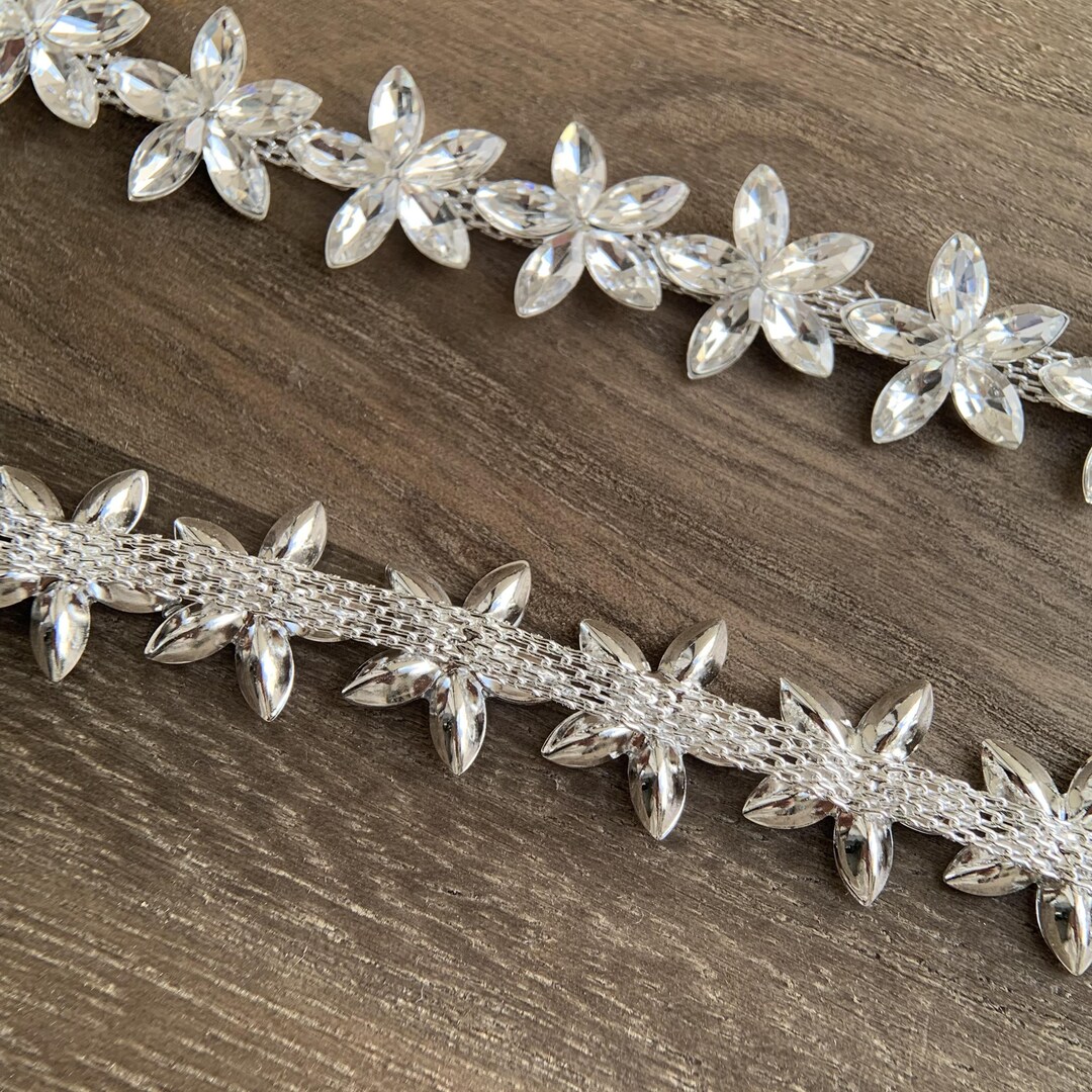 Crystal Rhinestone Chain for Jewelry Making , White Sparkling Rhinstone ...