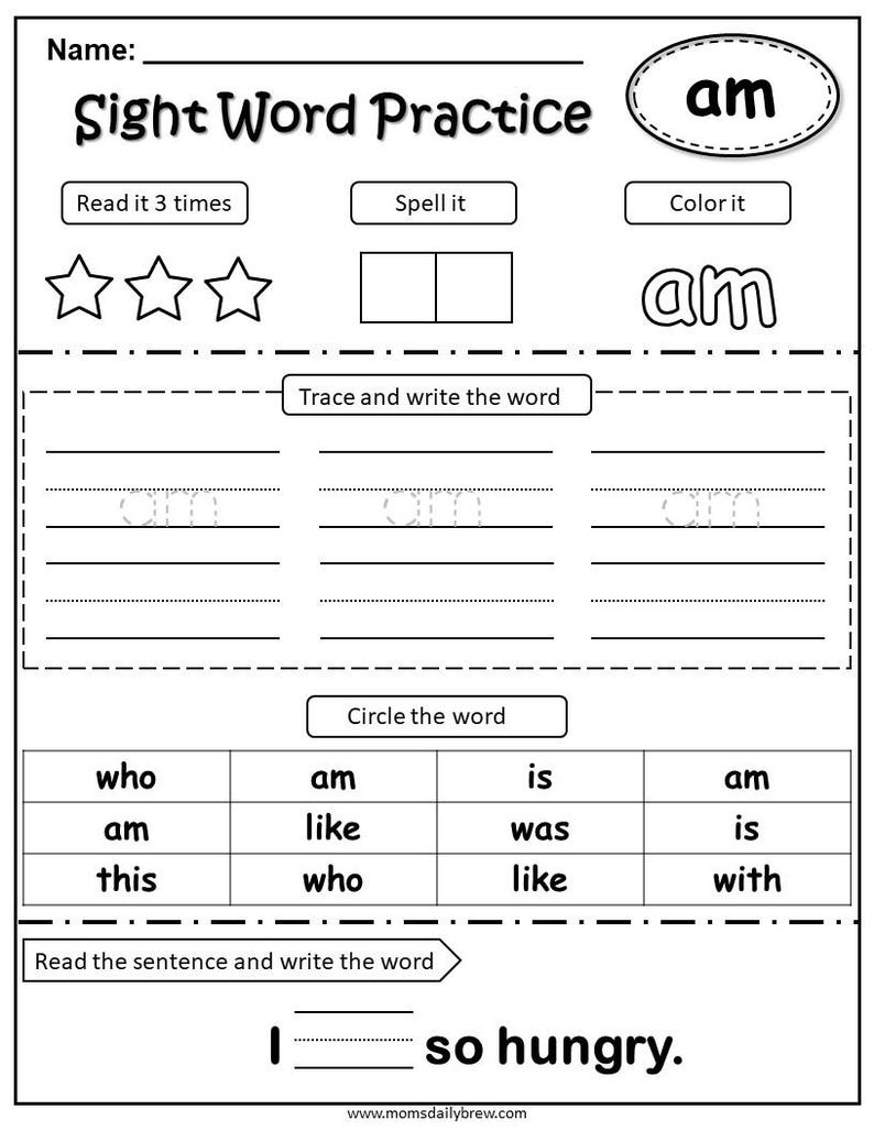 52 Dolch Kindergarten Sight Words | 2 Formats Each Word | Master Check ...