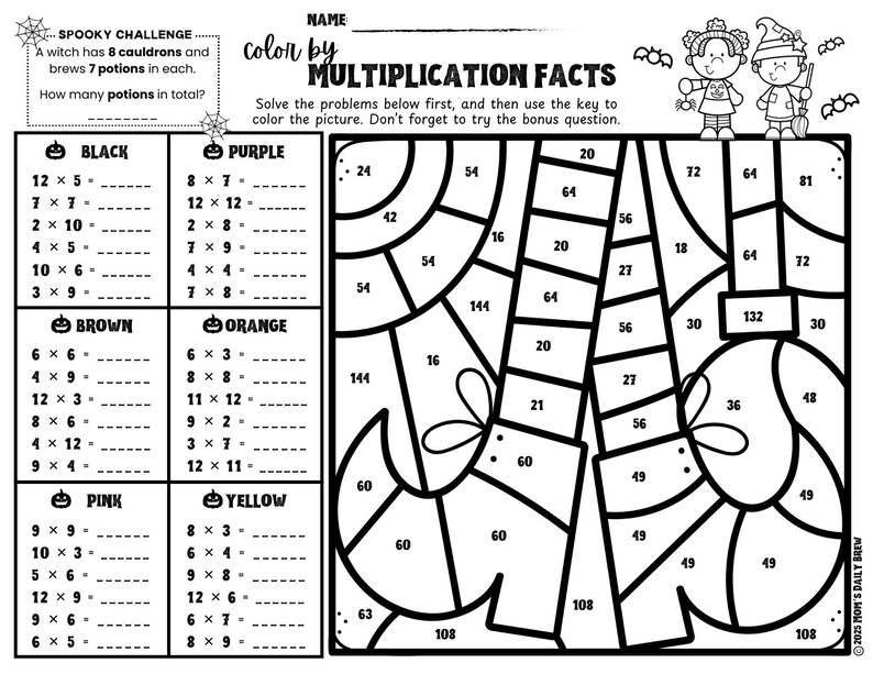 Halloween Color by Code | Multiplication Division Fraction | NO PREP ...