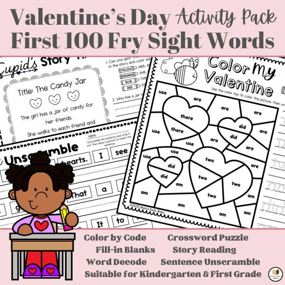 Valentine's Day First 100 FRY Sight Word Activity | No Prep | 15 Pages ...