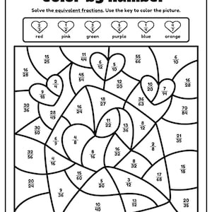 Valentine's Day Color by Number | Advanced Multiplication, Division ...