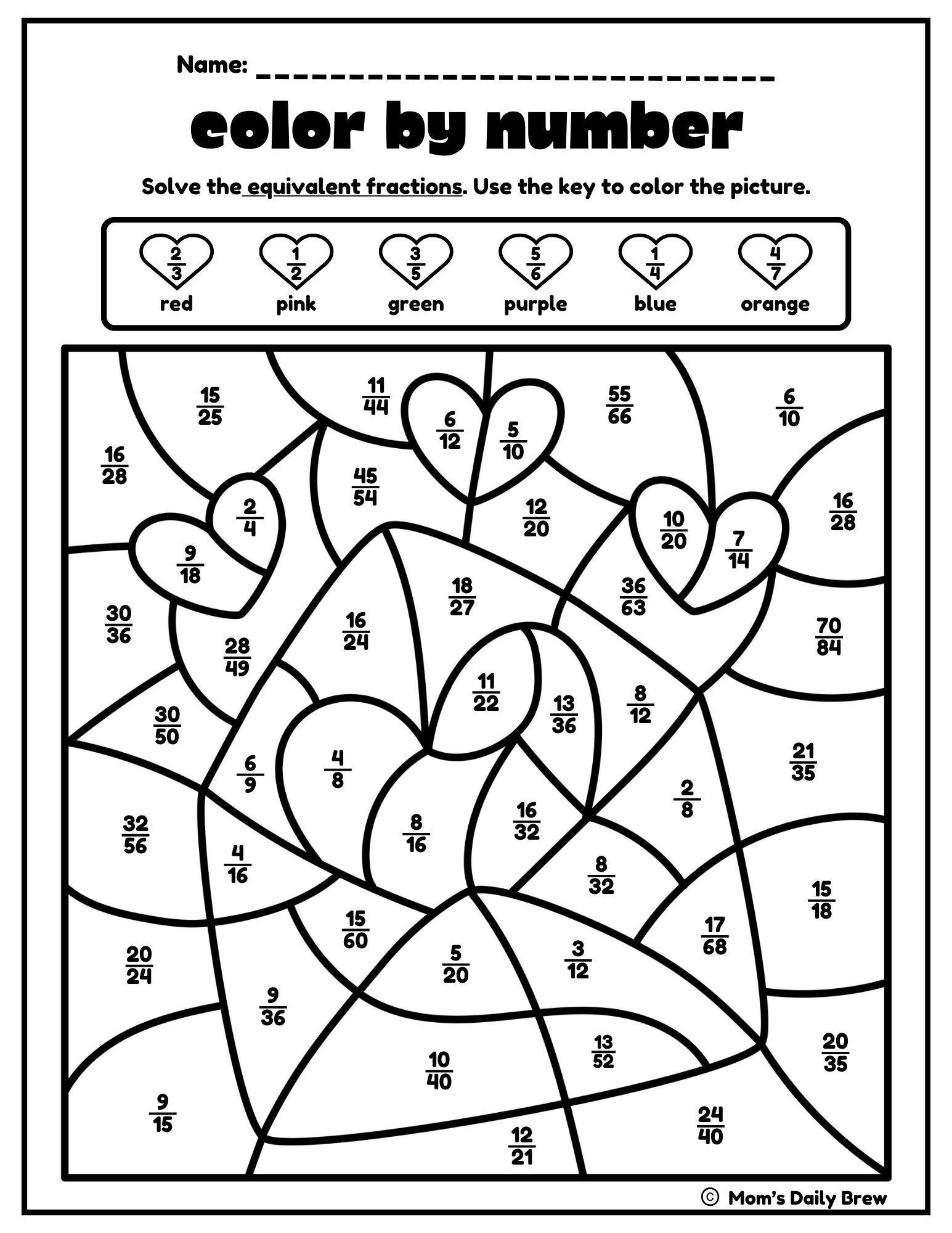 Valentine's Day Color by Number - Advanced Multiplication, Division ...