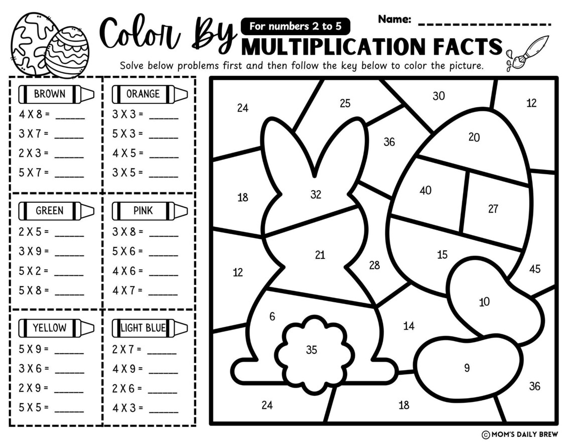 Easter Spring Color by Code | up to 12 Multiplication | by Numbers ...