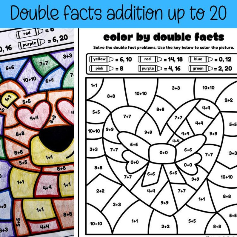 Valentine's Day Color by Number - Addition & Subtraction up to 20 - Etsy