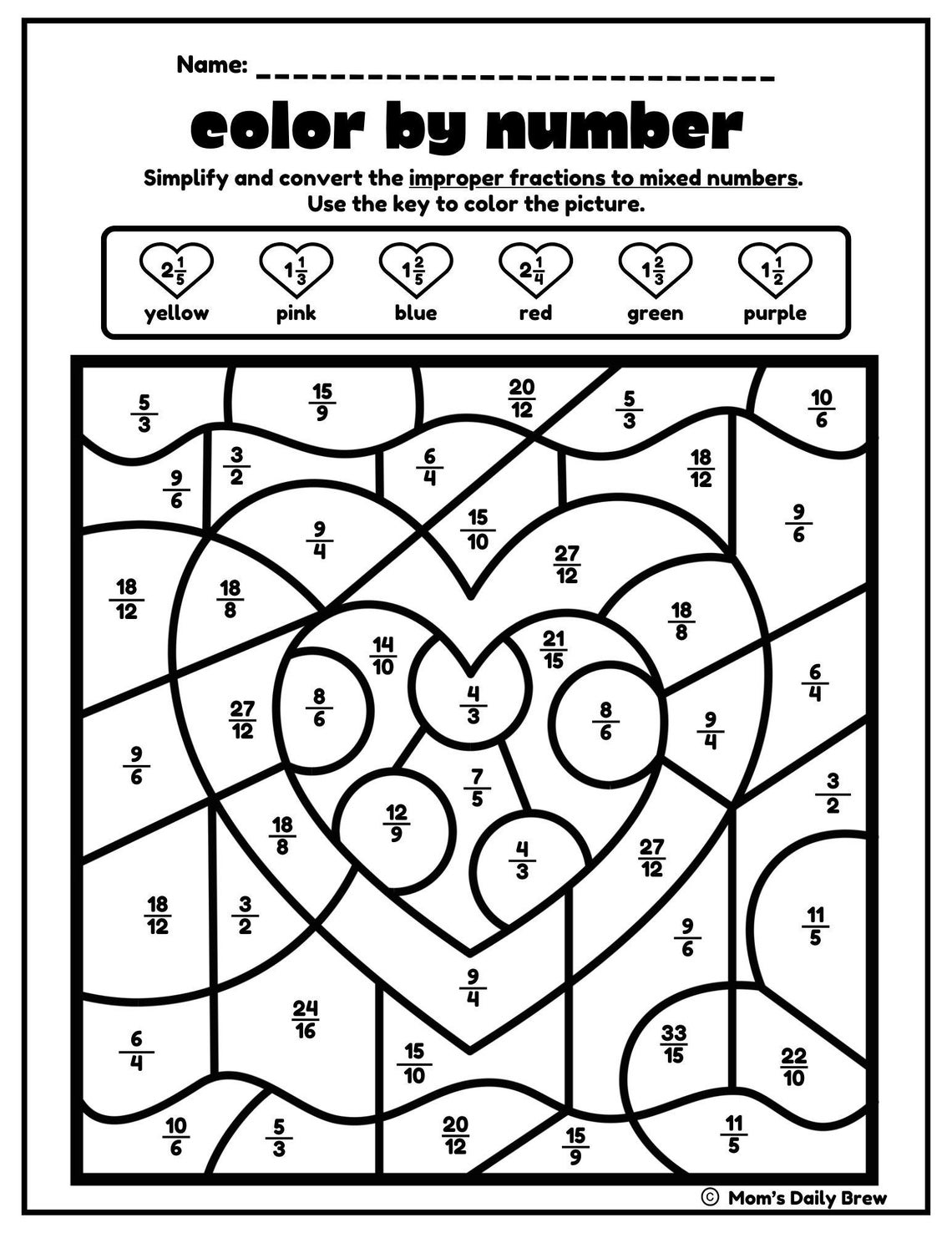 Valentine's Day Color by Number - Advanced Multiplication, Division ...