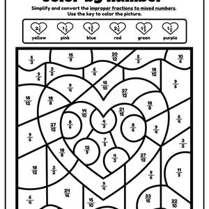 Valentine's Day Color by Number | Advanced Multiplication, Division ...