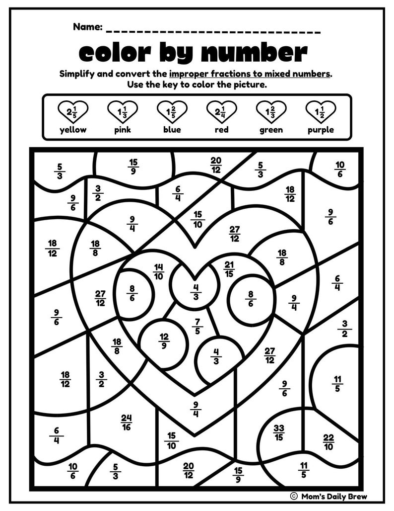 Valentine's Day Color by Number - Advanced Multiplication, Division ...