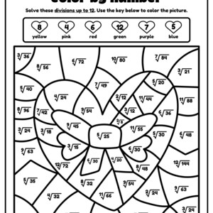 Valentine's Day Color by Number | Advanced Multiplication, Division ...