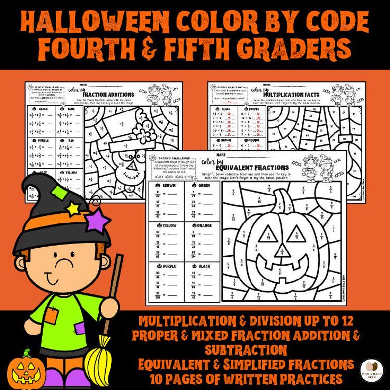 Halloween Color by Code | Multiplication Division Fraction | NO PREP ...