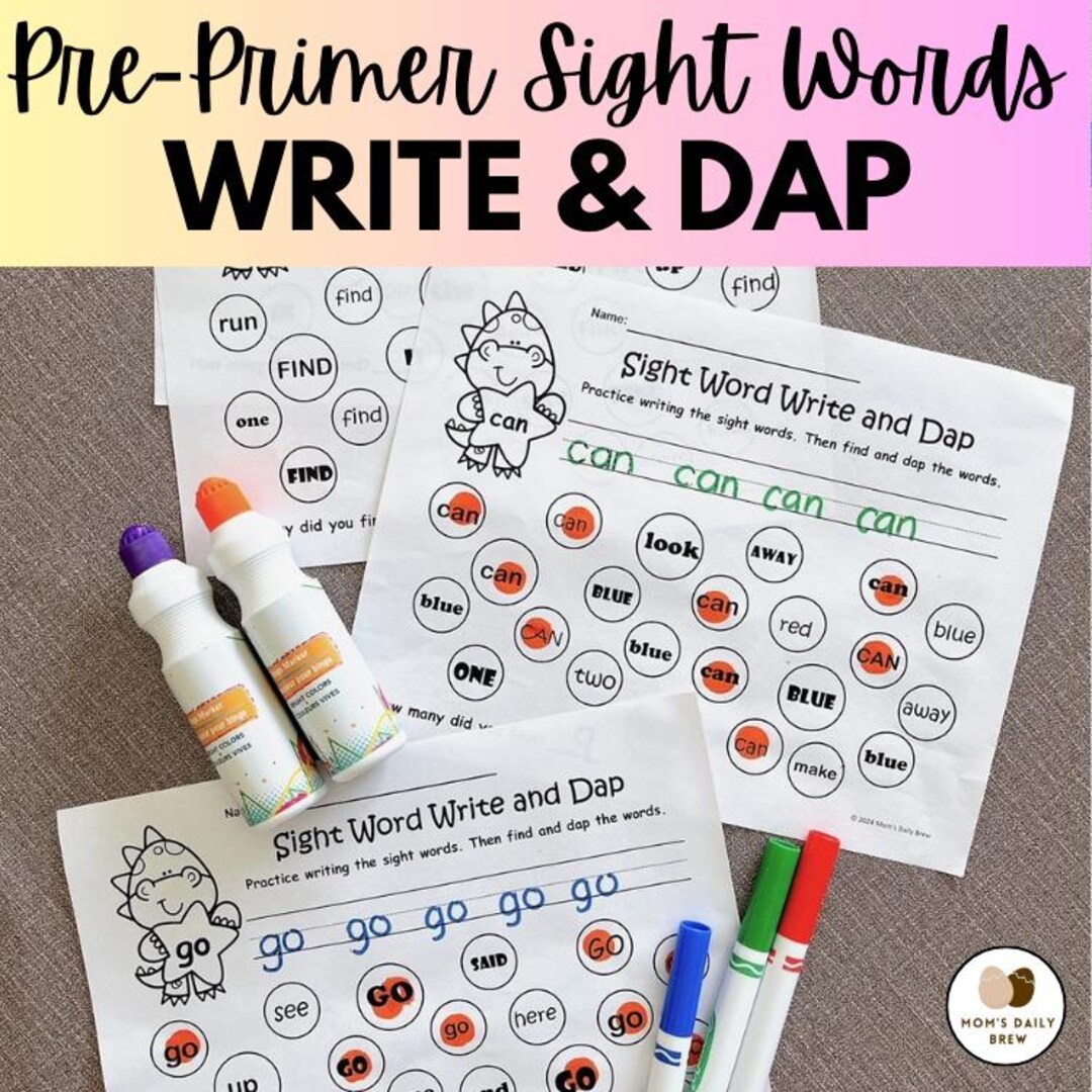 Pre-primer (pre-k) Dolch Sight Words Write and Dap - Etsy