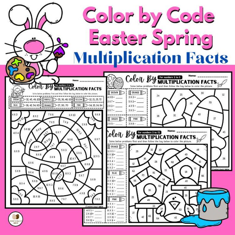Easter Spring Color by Code | up to 12 Multiplication | by Numbers ...